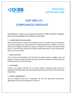 NIST 800-171 Compliance Checklist | CKSS:: Cybersecurity Solutions
